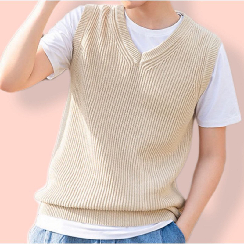 Jual One - Rompi Pria Rajut Korea Vneck Knit Vest / Vest Rompi Rajut ...