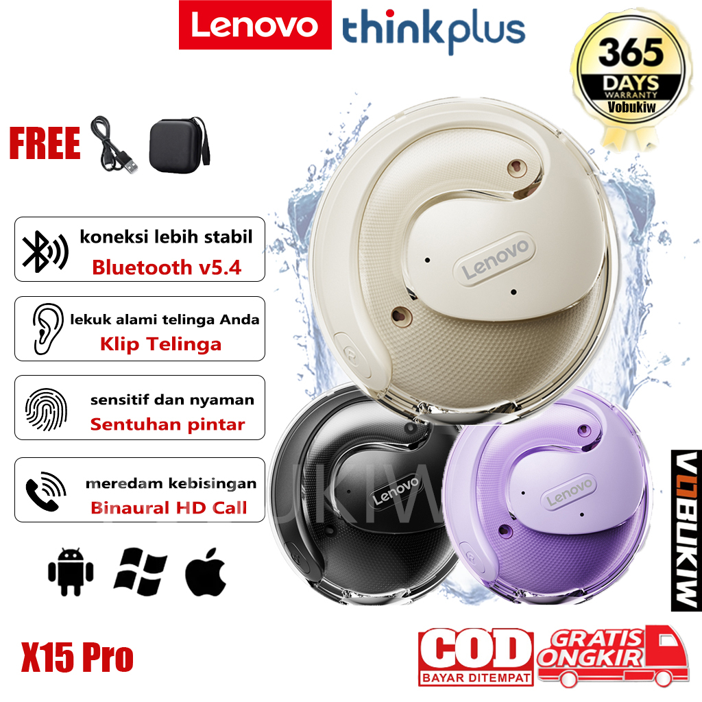 Jual 𝟭𝟬𝟬%𝗢𝗥𝗜 Lenovo Thinkplus X15 Pro Open Ear Headphones Earphone OWS ...