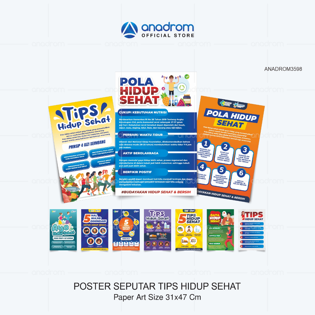 Jual Poster Tips Hidup Sehat | Poster Edukasi Cara hidup Sehat | Poster ...