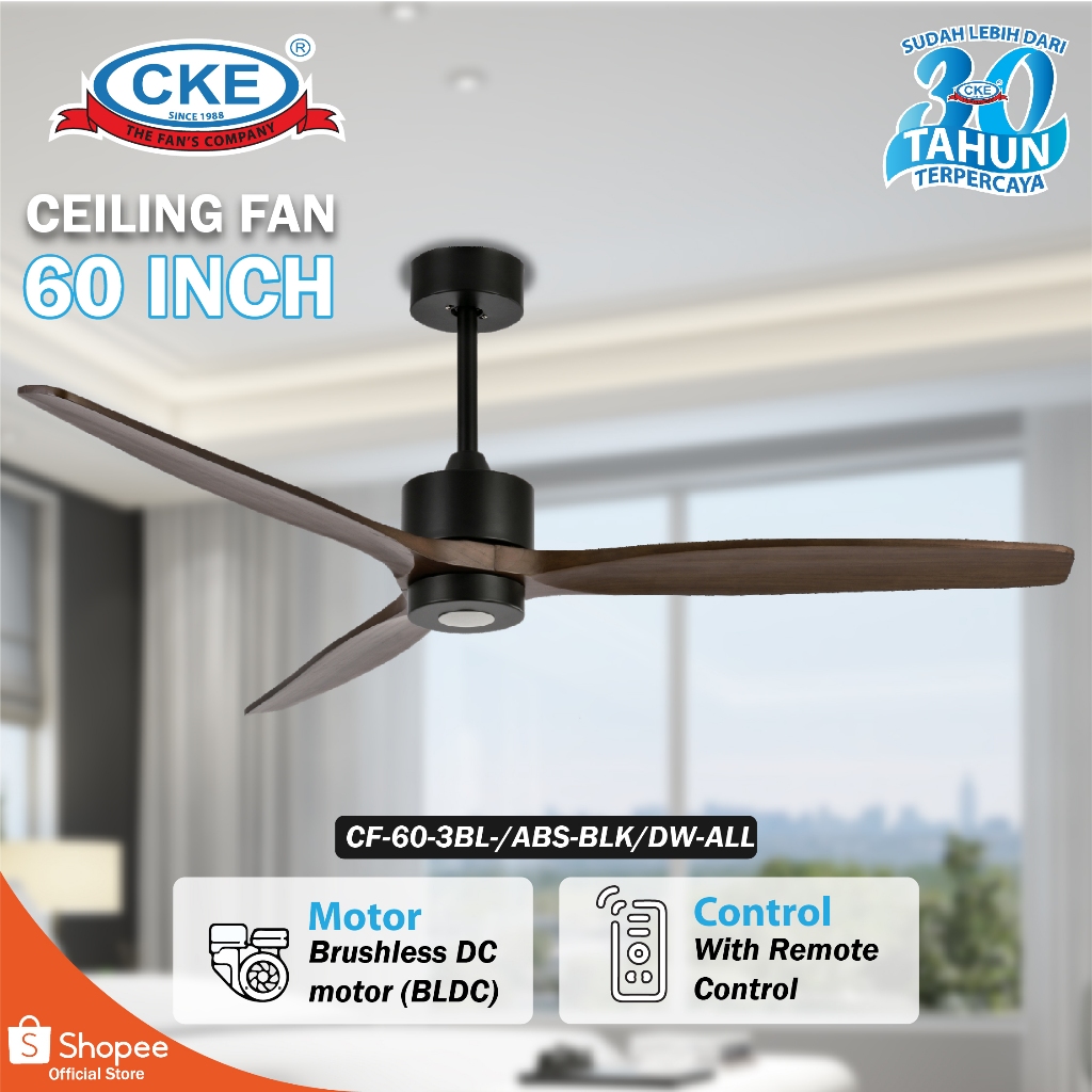 Jual Kipas Angin Gantung Plafon 60" Ceiling Fan Kayu Hias Dark Wood ...