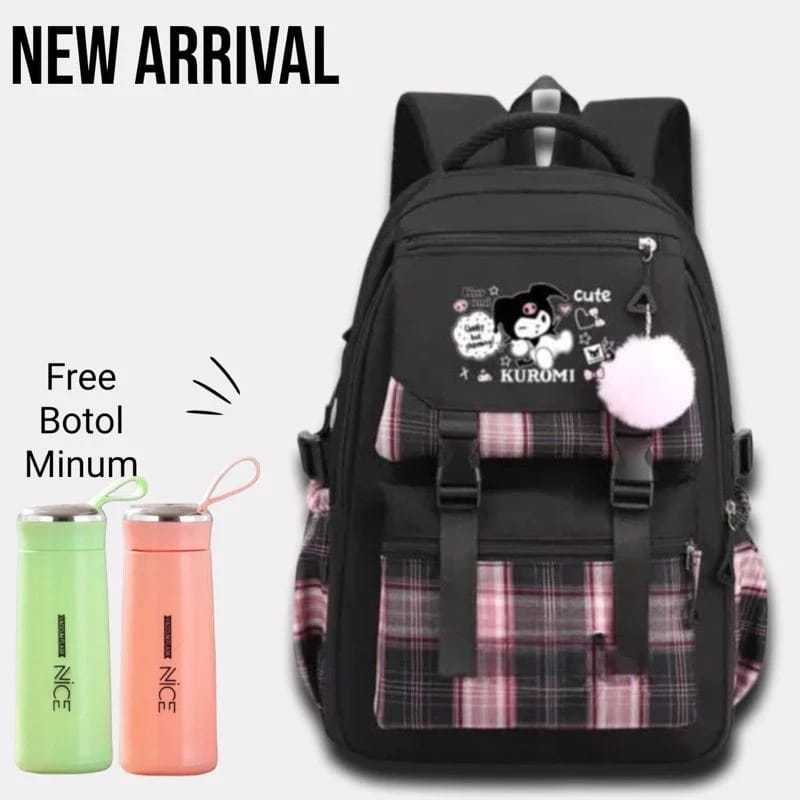Jual Tas Ransel Anak Perempuan SD-SMP-SMA Motif Kuromi Korean 5in1 | Shopee Indonesia