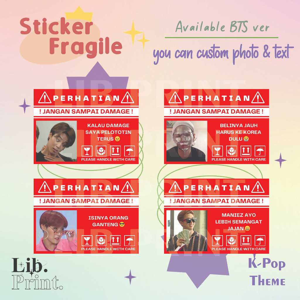 Jual Sticker Fragile Sticker Kpop Bts Custom Sticker Lucu Korea