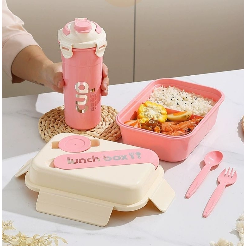 Jual Lunch box Cup Kotak Makan Botol Minum Set Wonderful Life | Shopee Indonesia