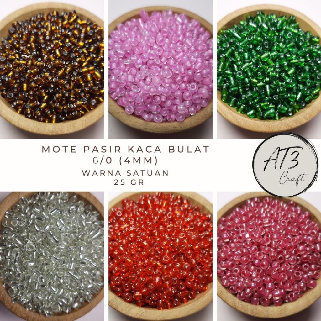 Jual [25 gram] Manik / Payet / Mote pasir kaca ukuran 6/0 (4mm ...