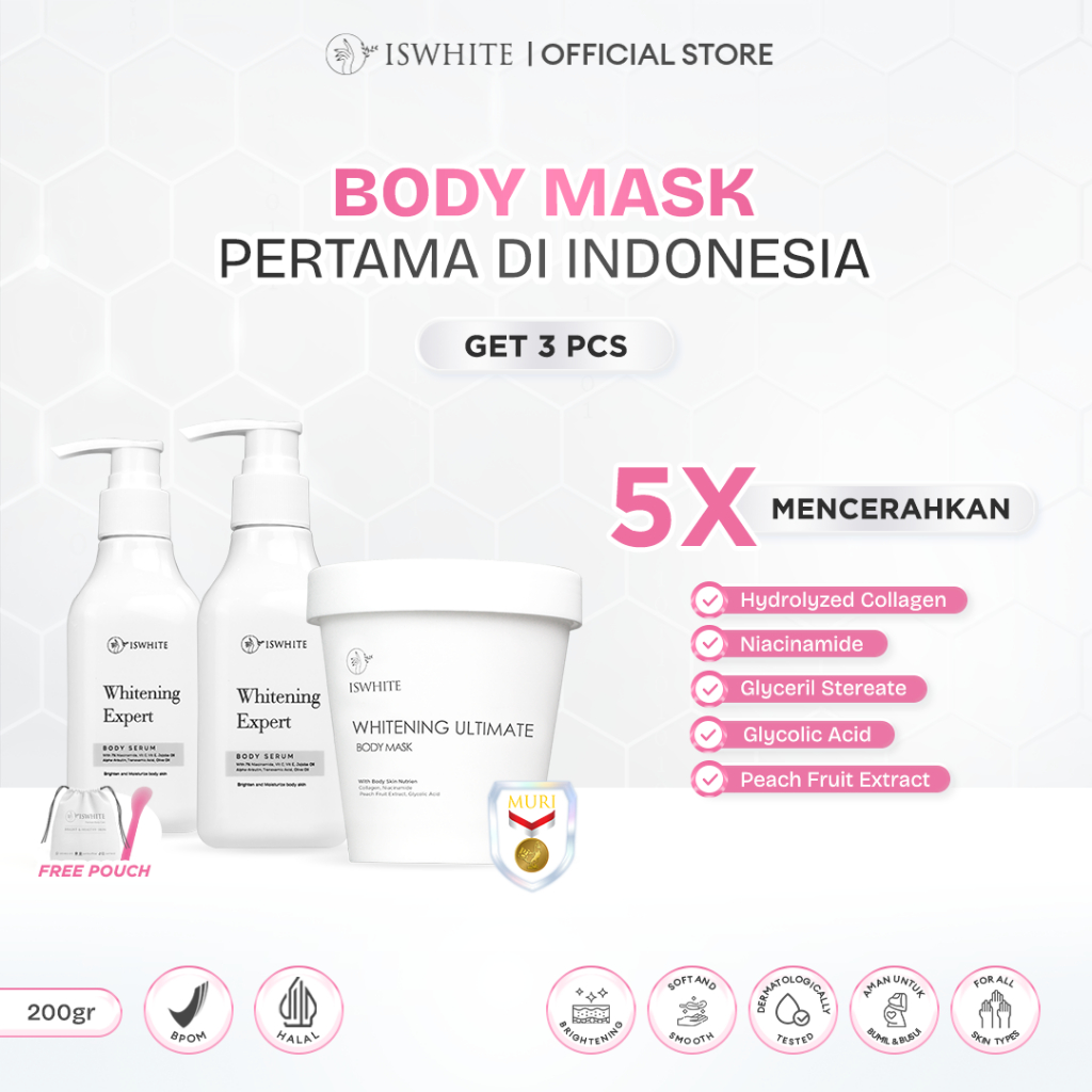 Jual ISWHITE COMBO HEMAT TRIPLE PACKAGE | BODY MASK | BODY SERUM ...