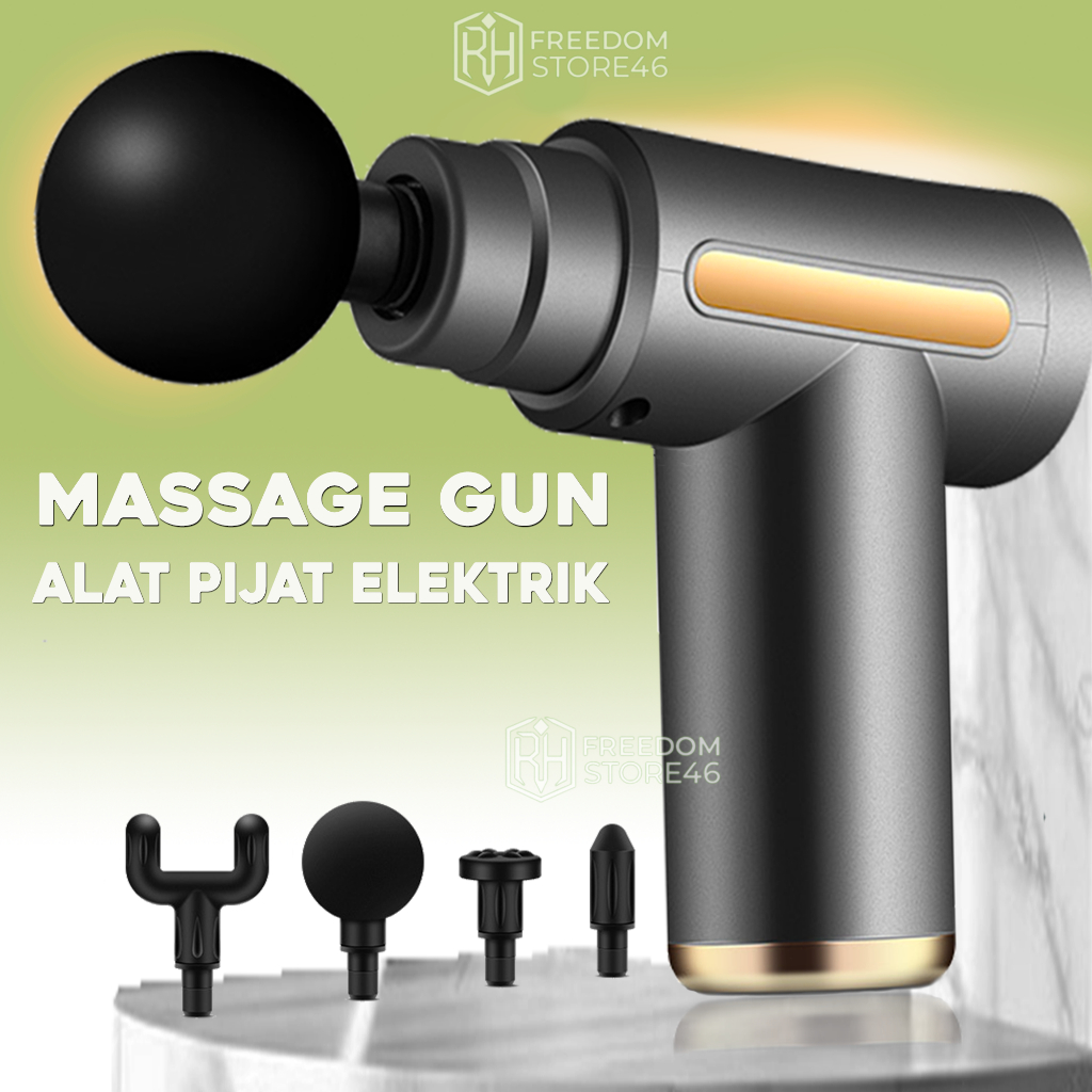 Jual Pistol Pijat Portable MASSAGE GUN 4 IN 1 Alat Terapi Refleksi ...