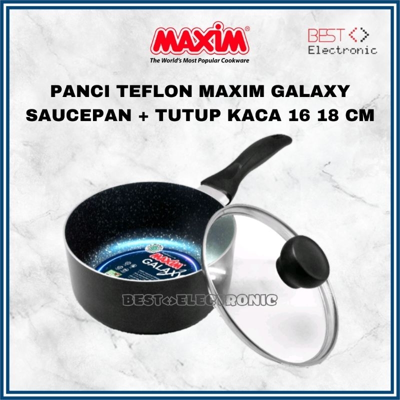 Jual Panci Anti Lengket Maxim Galaxy Saucepan 16cm 18cm Tutup Kaca ...