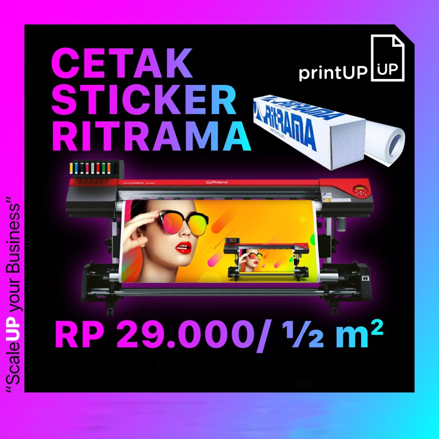 Jual Cetak Sticker/Stiker Vinyl Ritrama - Indoor Roland - Laminating ...