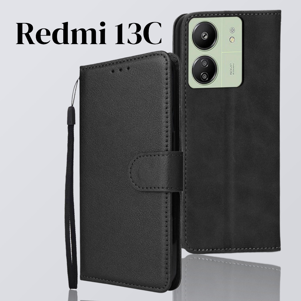 Jual Flip leather case dompet kulit Xiaomi Redmi 13C casing dompet | Shopee Indonesia