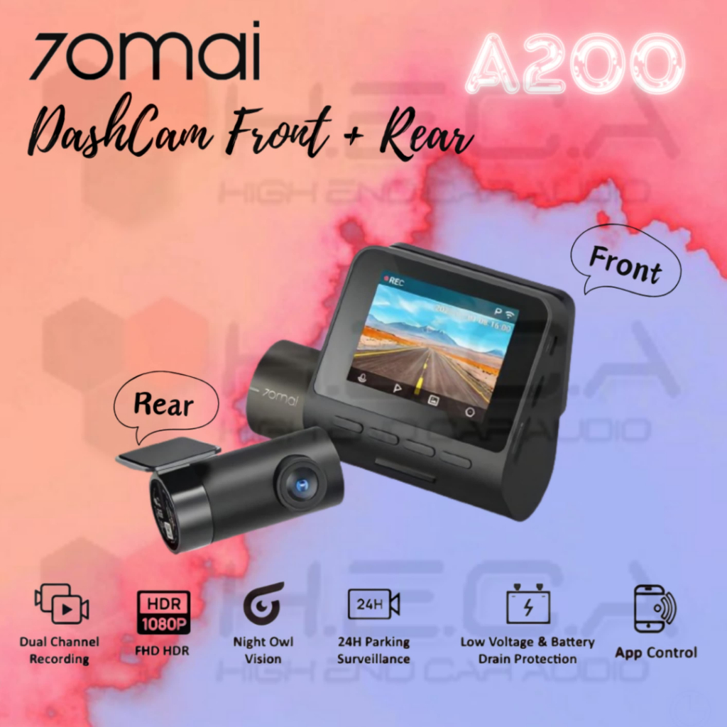 Jual 70mai A200 Front & Rear Set Dashcam HDR Camera DVR CCTV Mobil Dash ...