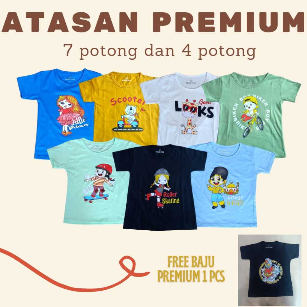 Jual Paket Baju Kaos Anak Laki - Laki Dan Perempuan 7 Potong Bahan ...