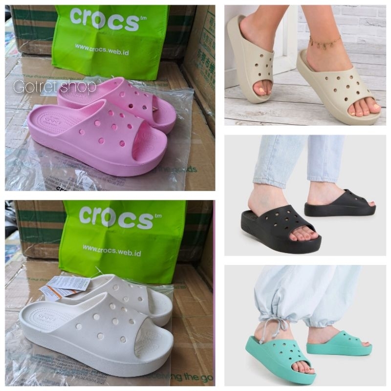 Jual Crocs platform Slide wedges / Sandal wanita / Crocs classic ...