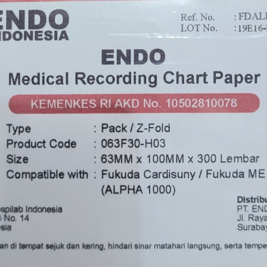 Jual Ecg Paper Kertas Ekg z fold 63 mm x 100 mm x 300 lembar Endo ...