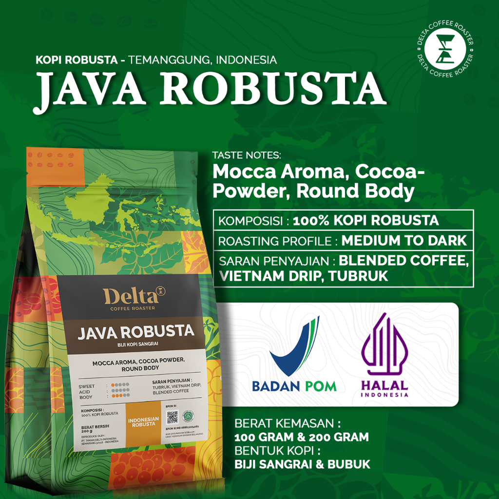 Jual Kopi Robusta 100% Asli - Java Robusta Medium to Dark Roast Coffee ...