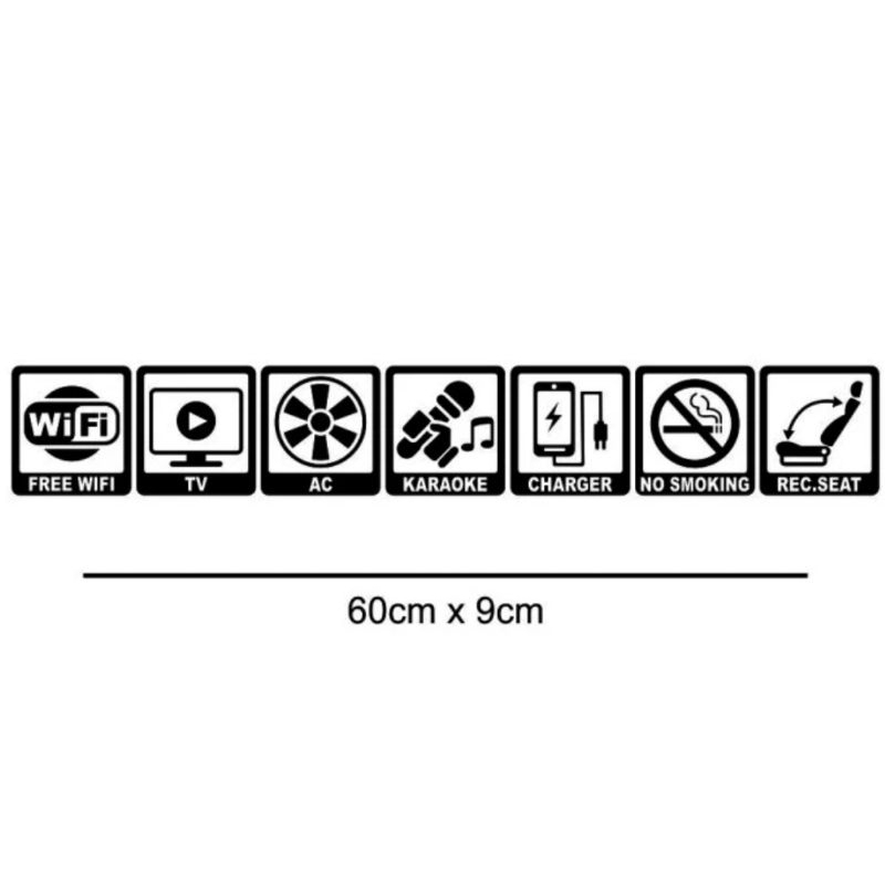 Jual Stiker Cutting Fasilitas Bus ukuran besar 60cmx9cm Stiker Cutting ...