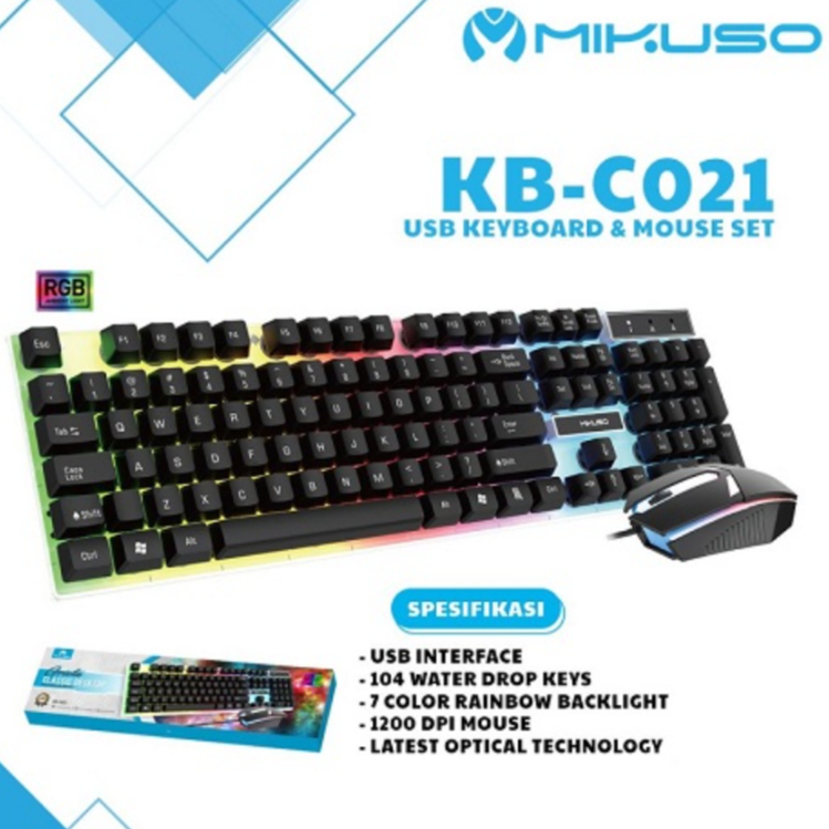 Jual Paket Keyboard & Mousekit gaming Desktop RGB Ambient Light Mikuso ...