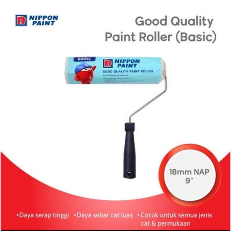 Jual kuas rol Nippon paint basic,kuas rol biru 9 inch,kuas rol Nippon ...