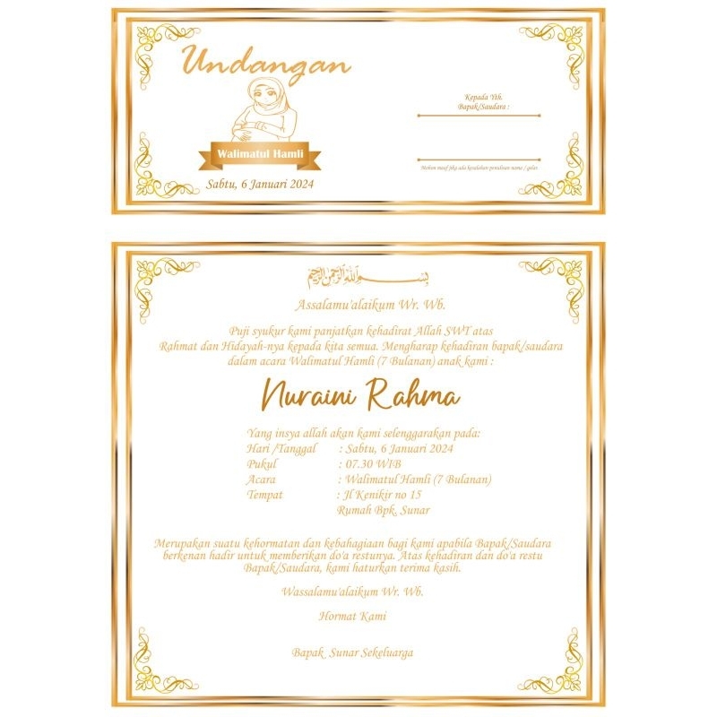 Jual (format 1) Cetak Undangan Tahlil/Tasyakuran/Walimatul Ursy, Khitan ...