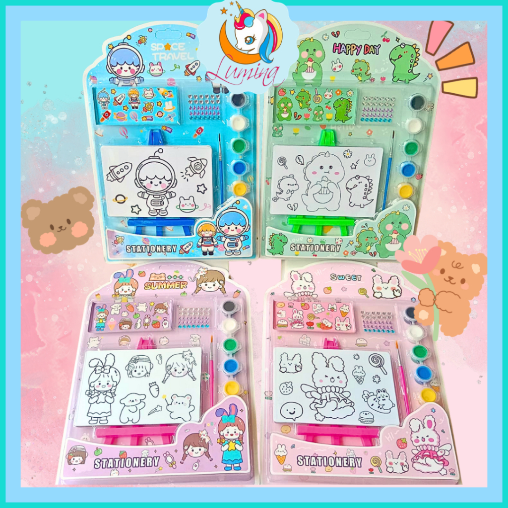 Jual Set Alat Mewarnai Lukis Tempel Mainan Edukasi Anak Stationery ...