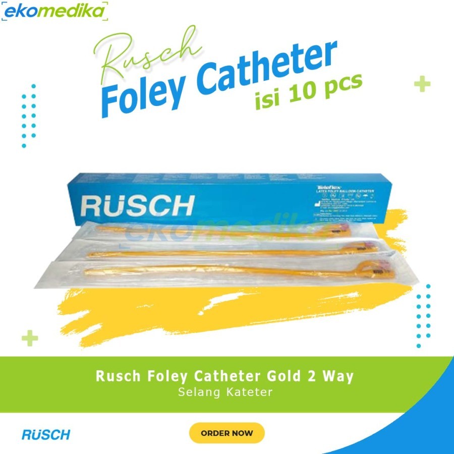 Jual Foley Catheter 2 Way Rusch Folley Catheter Gold Fr 8, 10, 12, 14 ...