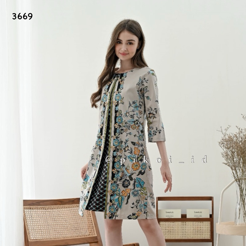 Jual Dress batik wanita modern lengan panjang / dress layer semi outer / dress batik wanita 252 ...