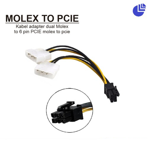 Jual Kabel adapter dual Molex to 6 pin PCIE molex to pcie | Shopee ...