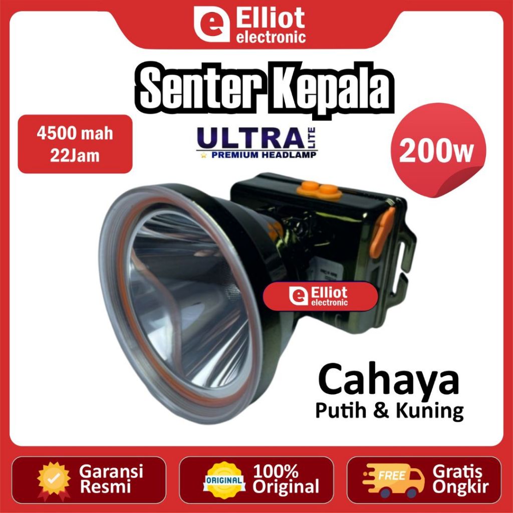 Jual Senter Kepala ULTRALITE cas ulang / Senter Outdoor Super Terang ...