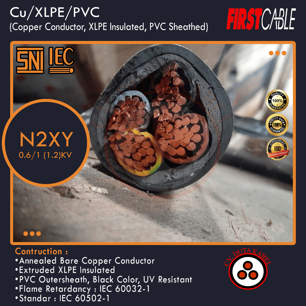 Jual Kabel N2XY 4x120 mm2 (Cu/XLPE/PVC) FIRST CABLE /4x120 mm/4 x 120 mm2/4x120mm2/4 x 120 mm2 ...