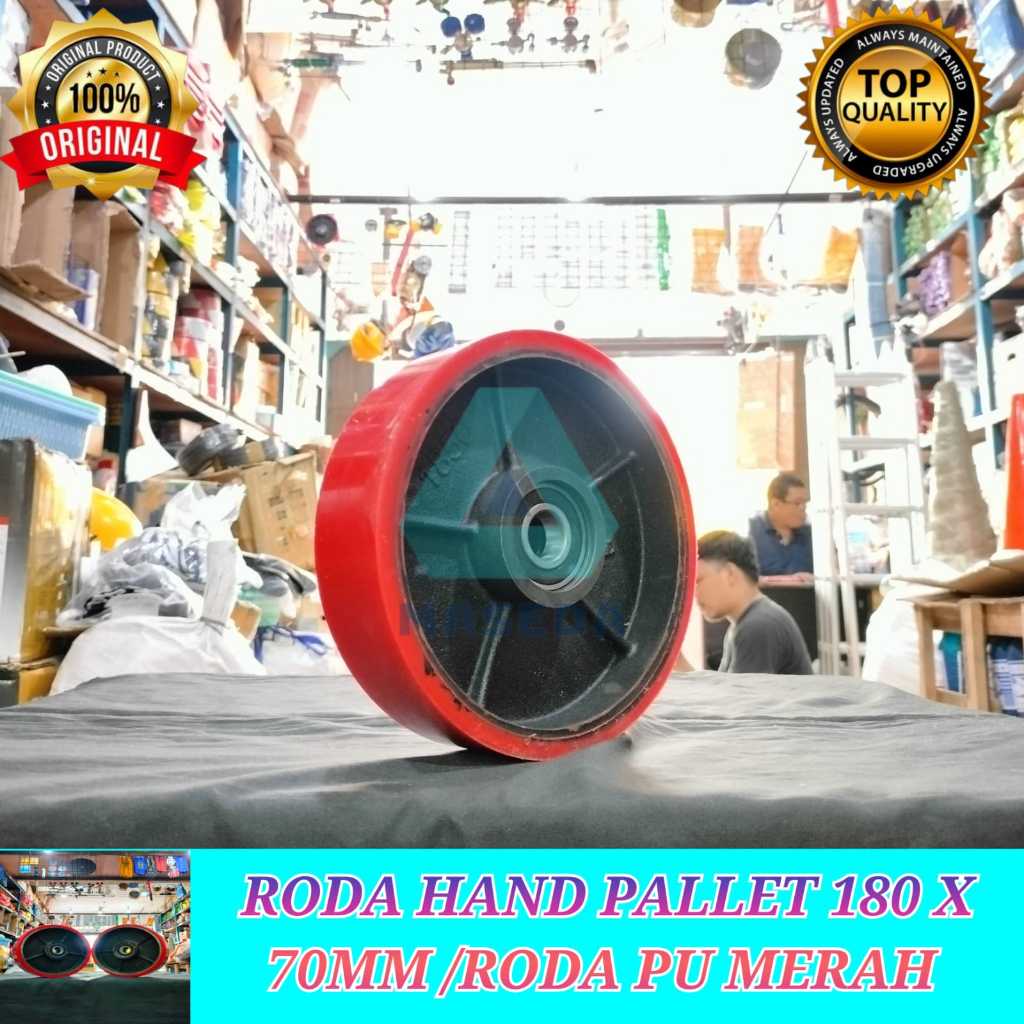 Jual Roda PU Polyurethane Hand Pallet 180x70mm MERAH Roda hand pallet ...