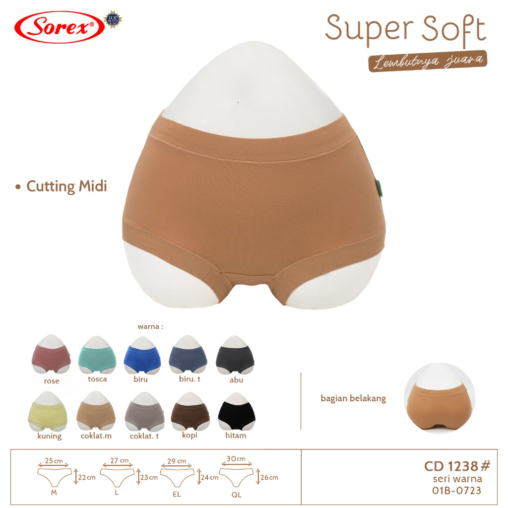 Jual [ 6pc ] CD Sorex 1238 | Sorex Celana Dalam Wanita Basic Midi Super Soft CD Sorex 1238 ...
