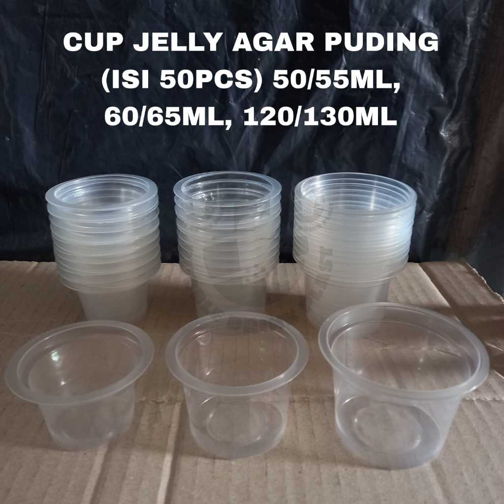 Jual Cup jelly agar puding pudding isi 50pcs / gelas plastik ice cream puding 50/55ml, 60/65ml ...