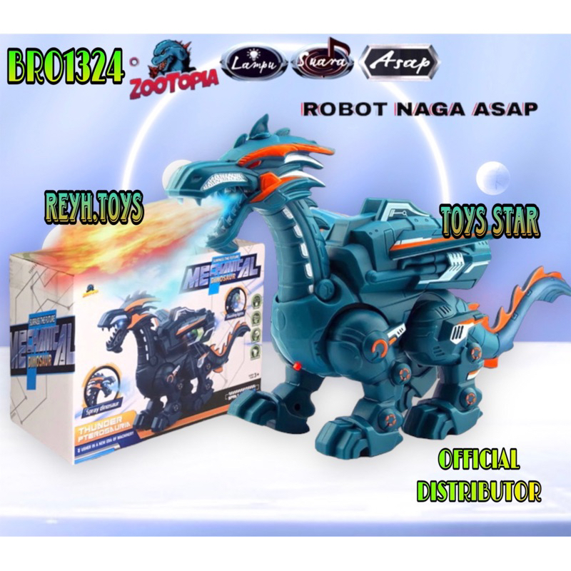Jual Mainan Robot Naga Asap Dinosaurus Batre Berjalan Lampu dan Suara ...