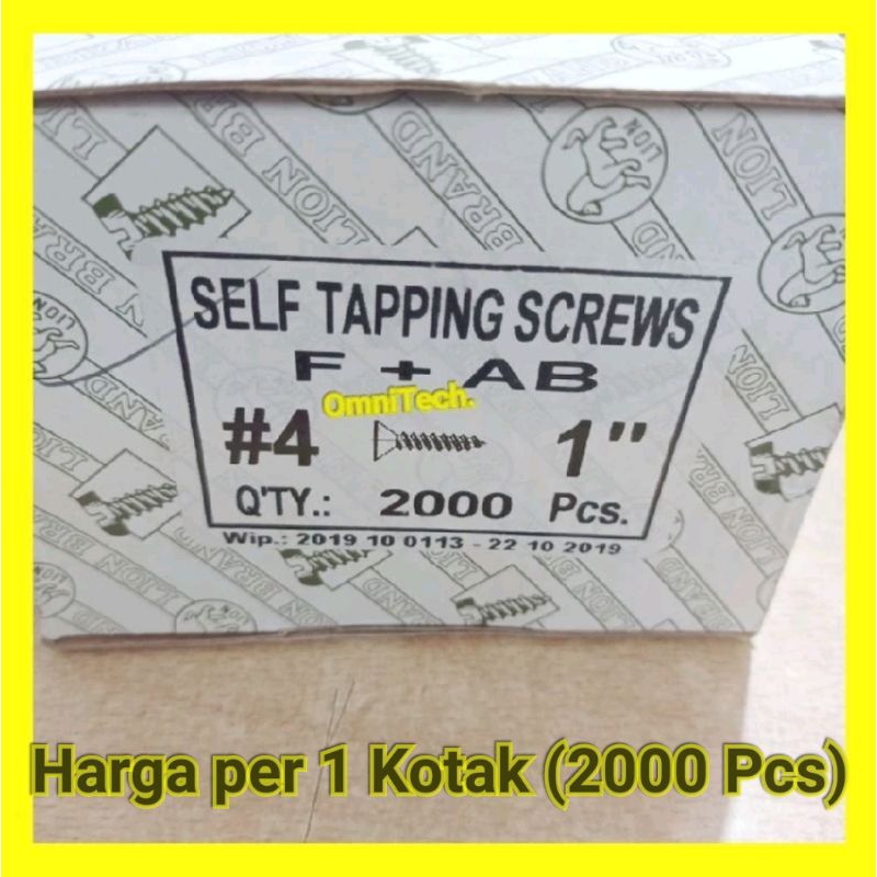 Jual Sekrup Tapping FAB FH Kepala Rata (+) Moon Lion 4x1" 4 x 1" (4 x 2 ...