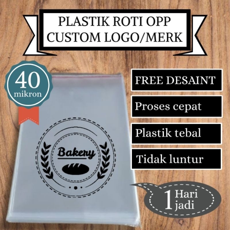 Jual PLASTIK OPP TEBAL 40 micron CUSTOM LOGO| PLASTIK ROTI | Shopee ...