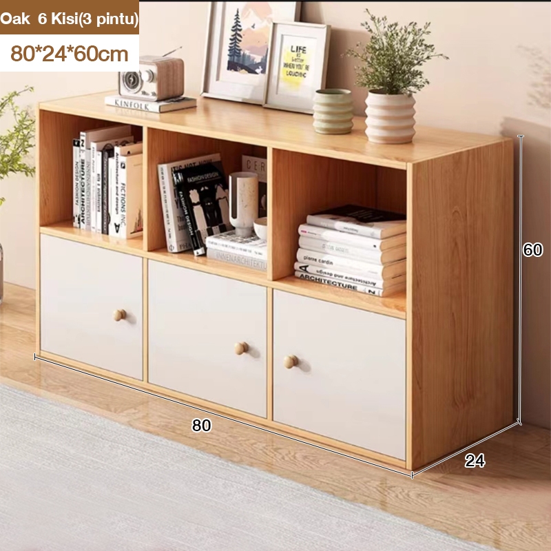 Jual Bohan Lemari buku Kayu Dengan Pintu 8 Kompartment Lemari Lantai ...