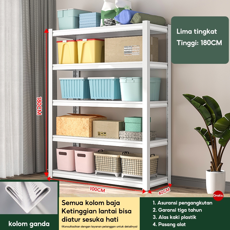 Jual 【Menahan Berat 1000kg】Rak Besi Siku 5 Susun Rak Besi Siku Kokoh Rak Besi Serbaguna Rak ...