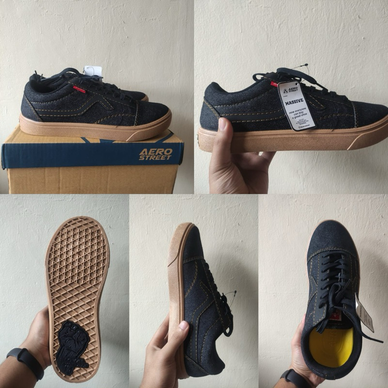 Jual Aerostreet Massive Low Gum Black Denim | sepatu sneaker | Shopee ...