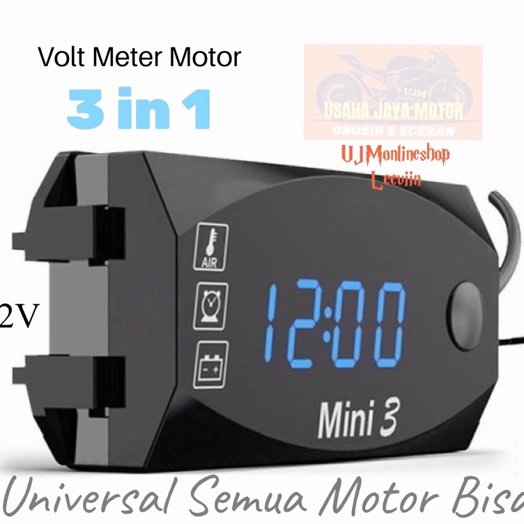 Jual Voltmeter Volt Meter ACCU Aki 3 in 1 Mini 3 12V Universal Semua Motor Bisa f Terbaru ...