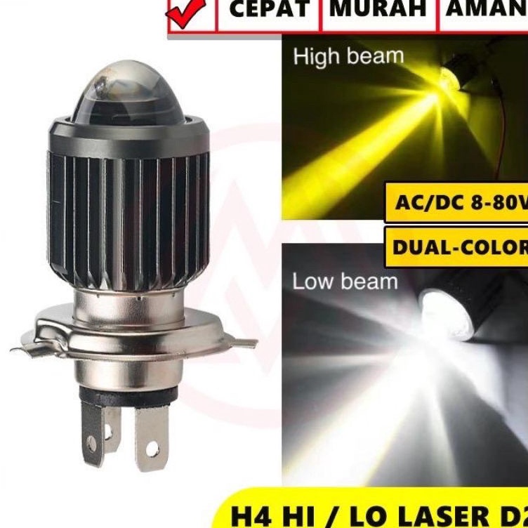 Jual Gq BOHLAM LAMPU DEPAN LED H4 LASER 2 WARNA HI LOO 2 WATT LAMPU ...