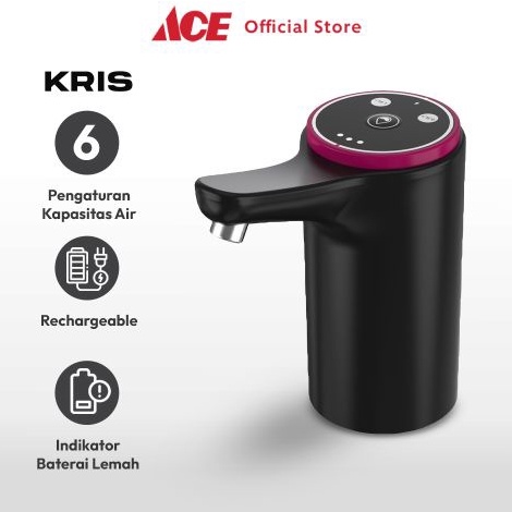 Jual rf Ace Kris Pompa Air Galon Rechargeable Hitam Water Pump Pompa ...