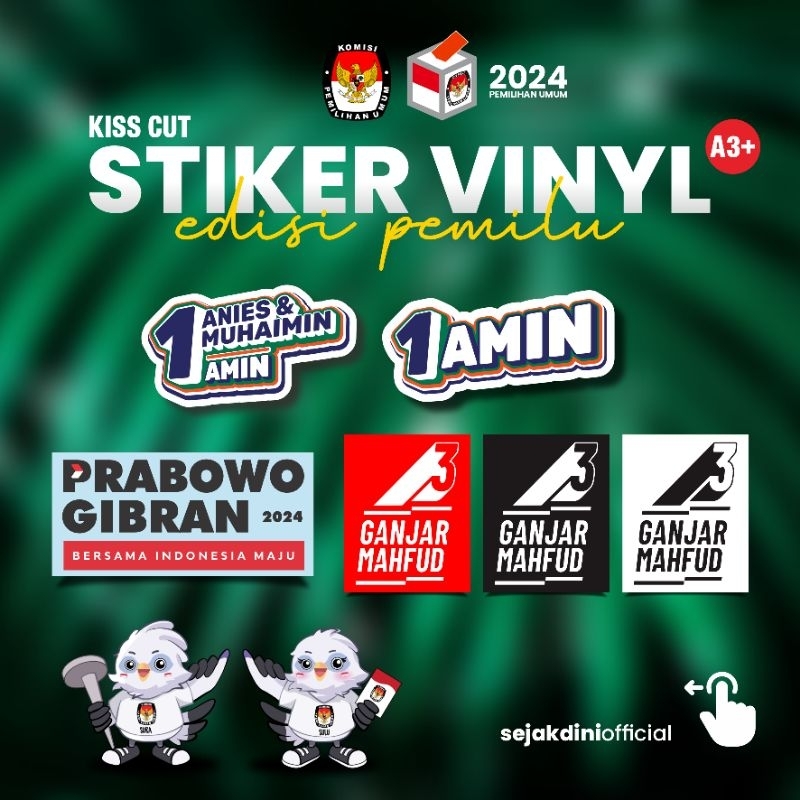 Jual SejakDini - Stiker Vinyl Pemilu AMIN PRAGIB GAMA | Shopee Indonesia