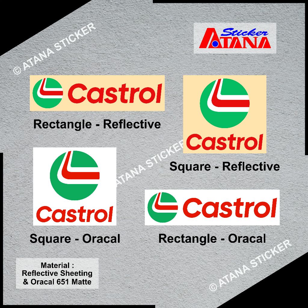 Jual Stiker Cutting Reflektif Oracal Logo Castrol Oil Gas Pelumas ...