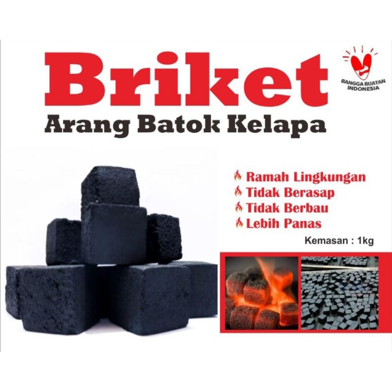 Jual BRIKET ARANG BATOK KELAPA, KEMASAN 1KG | Shopee Indonesia