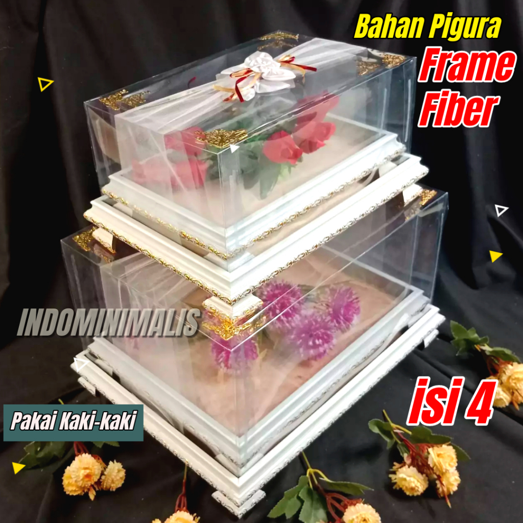 Jual Kotak Hantaran Pernikahan Box Seserahan INCLUDE TUTUP MIKA HIAS TILE SIKU 1 Set Isi 4 ...