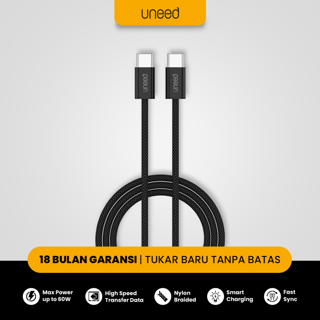Jual UNEED Rainbow Data Cable Type C to Type C QC PD 240W - UCB59 ...