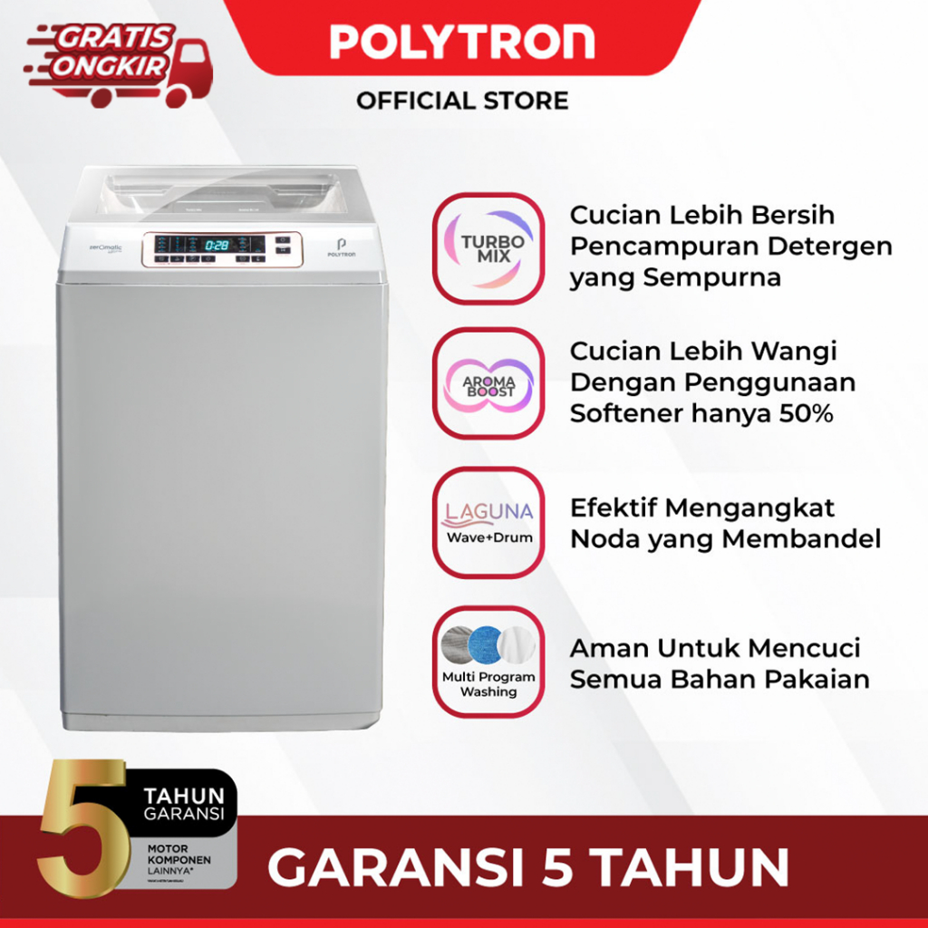 Jual POLYTRON Mesin Cuci 1 Tabung Zeromatic Laguna series Hijab 7 KG - PAW 7028 | Shopee Indonesia