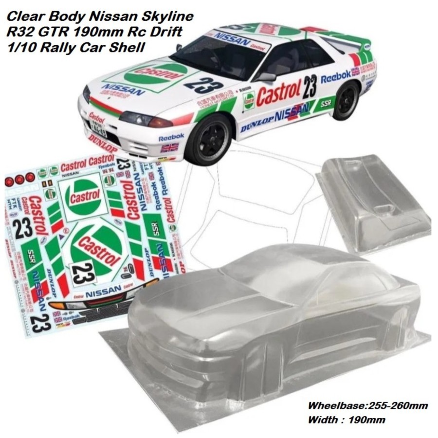Jual Clear Body Nissan Skyline R32 GTR 190mm Rc Drift 1/10 Rally Car ...