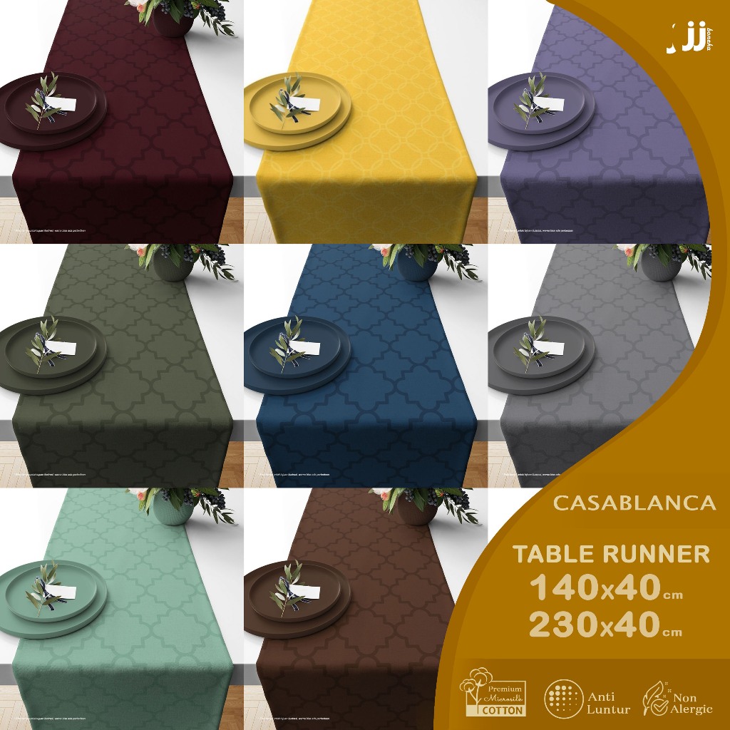 Jual TABLE RUNNER CASABLANCA PARISIAN TAPLAK MEJA POLOS EMBOSS MOTIF ...