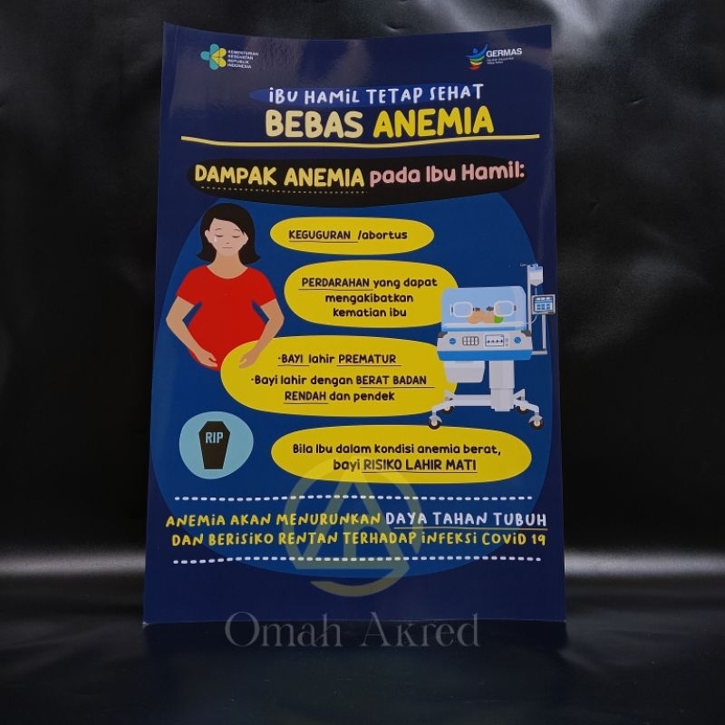 Jual Poster Ibu Hamil Tetap Sehat Bebas Anemia • Poster Dampak Anemia ...