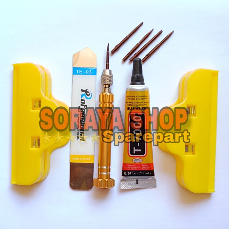 Jual Obeng Hp Satu Set Obeng 5 in 1 + Lem Lcd T7000 + 2 Pcs Penjepit ...